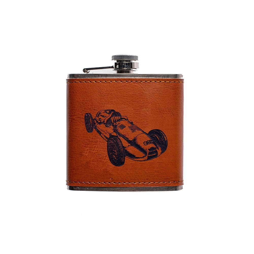 Selbrae House Racing Car Engraved Leather Wrapped Hip Flask | Cotswold ...